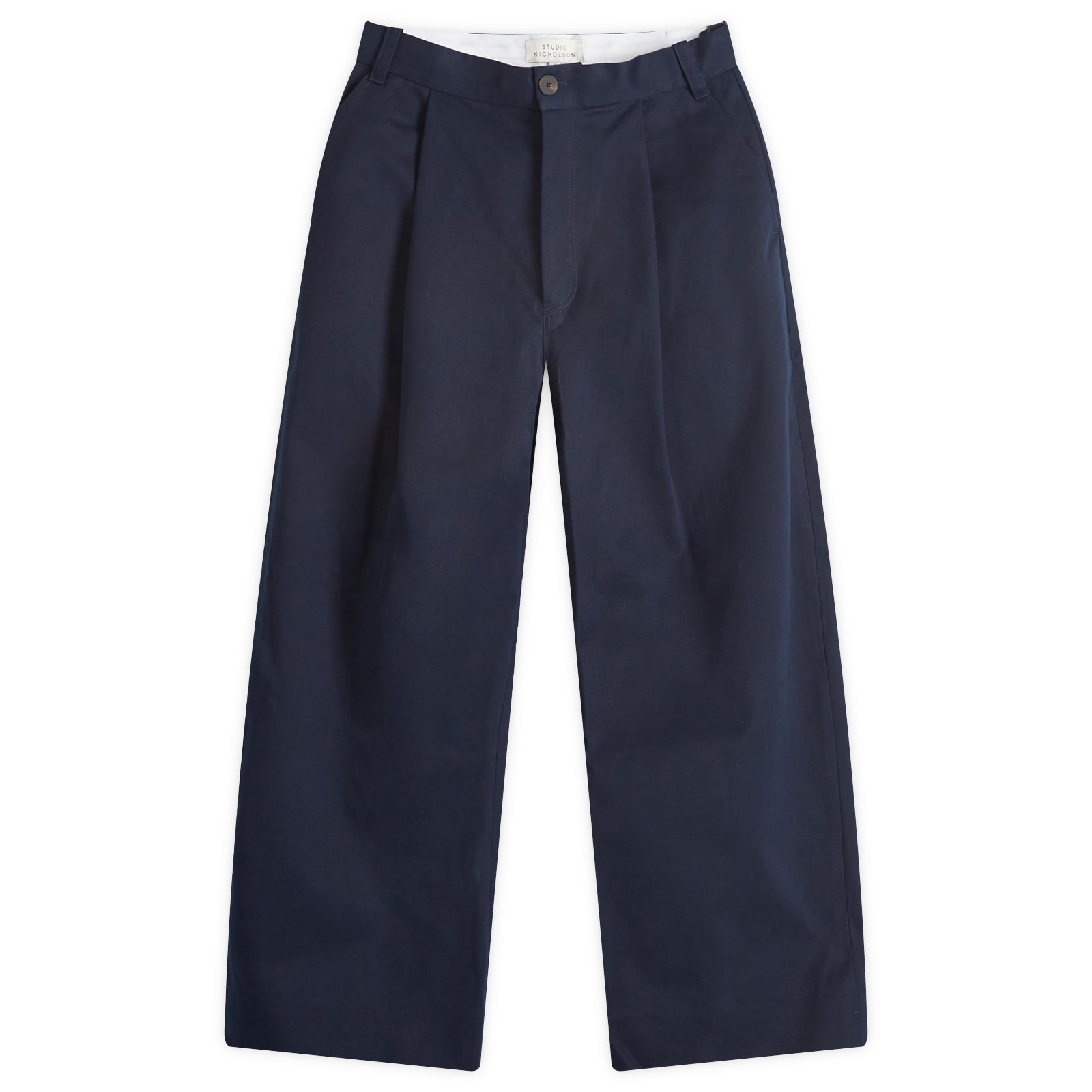 Studio Nicholson Sorte Deep Pleat Volume Twill Pants - Dark Navy